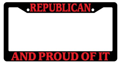 Black License Plate Frame Republican And Proud Of It Auto Accessory ...