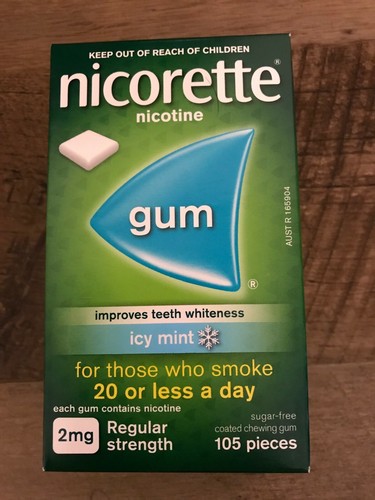 Nicorette Nicotine Gum 2 Boxes 2mg ICY MINT 210 Pcs Teeth 2 Boxes = 210 ...