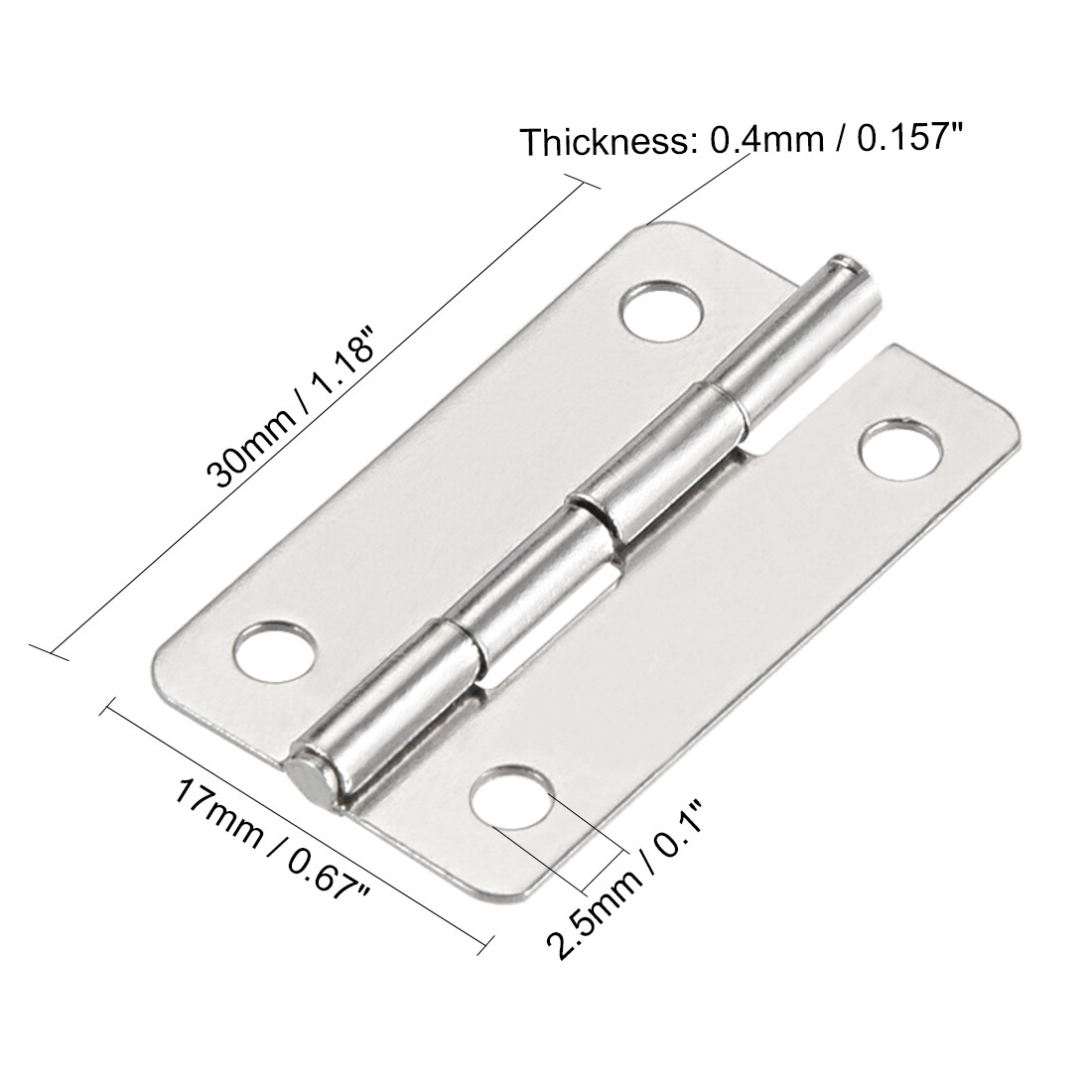 1.18" Hinge Silver Door Cabinet Hinges Fittings Brushed Chrome Plain ...