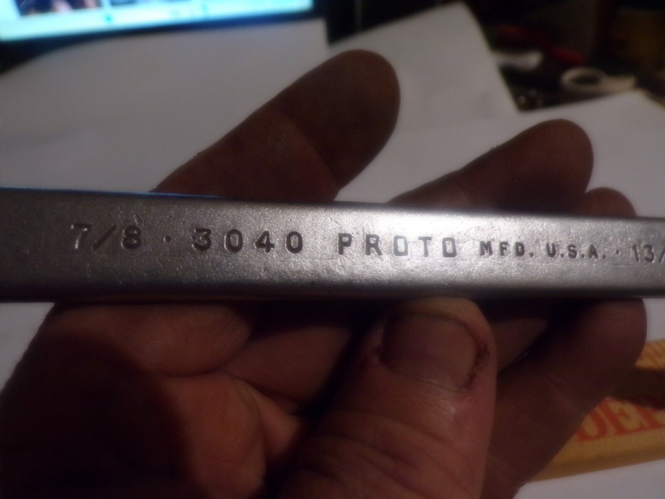 Vintage PROTO TOOLS No. 3040 Open End Wrench 7/8" x 13/16" USA Proto ...