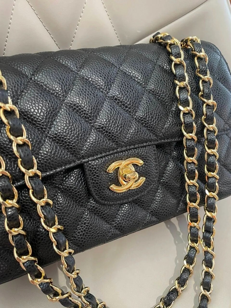 Chanel lychee black leather bag (% 98 new) 25CM | eBay