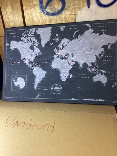 Conquest Maps World Travel Map w/ Pins Deep-Sea Drift Style Push Pin 36 ...