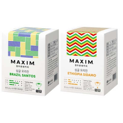 Maxim Single Origin Brazil Santos Ethiopia Sidamo Drip bag Coffee 8g ...