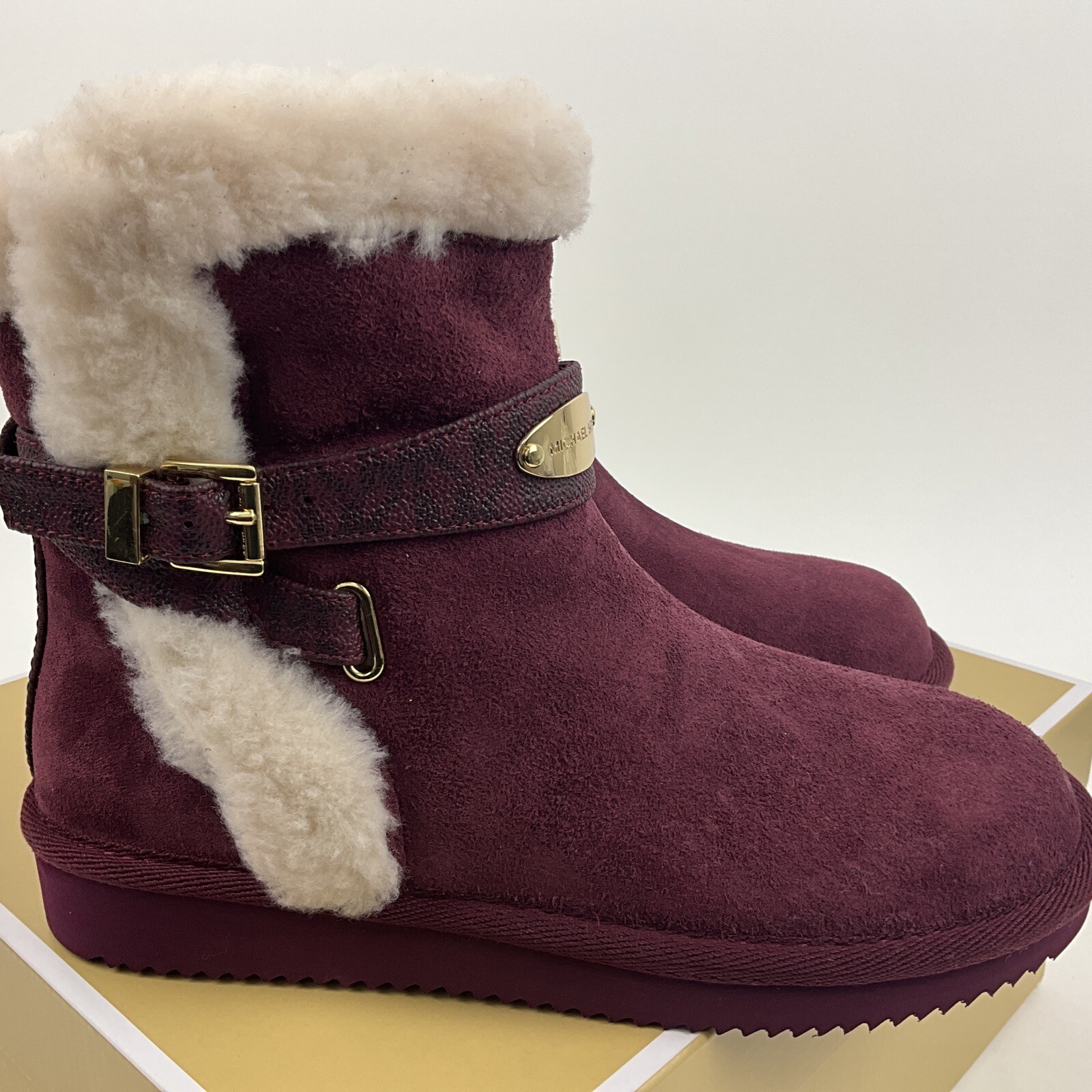 Michael Kors Women’s US, Size 6 Tracey Winter Boot Merlot Red Suede Fur ...