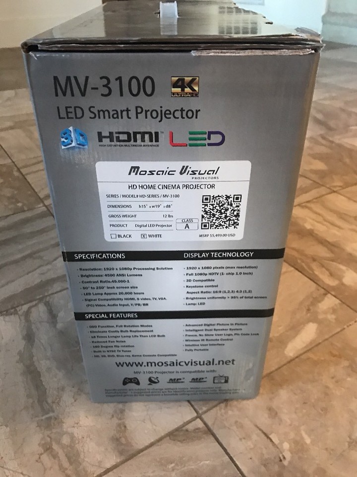 Mosaic Visual 3D HD Projector Screen MV-3100 | eBay