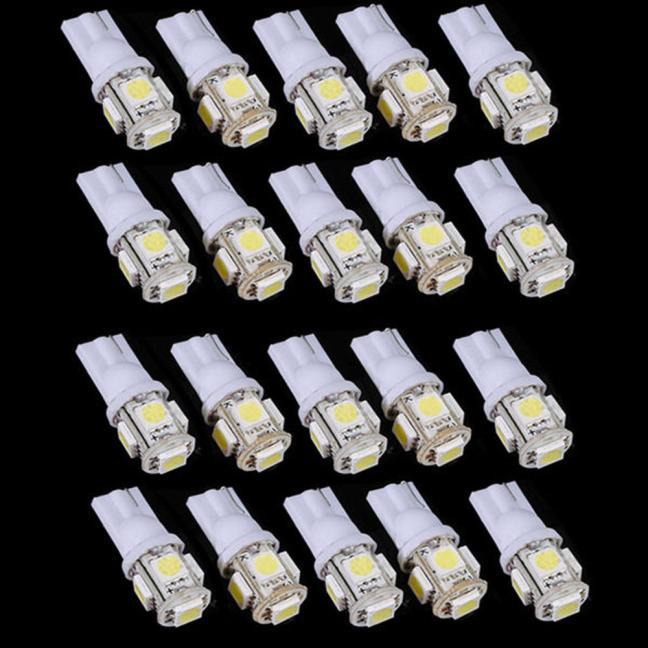 10PCS T10 5050 W5W 5 SMD 194 168 LED White Car Side Wedge Tail Light ...