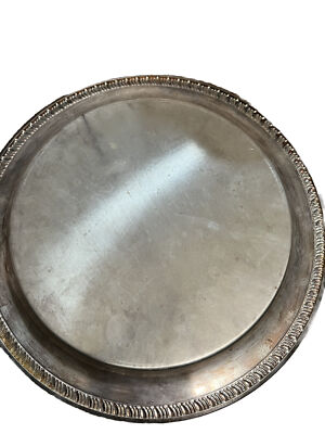 SILVER SERVING PLATTER Leonard Silverplate Round Tray with Decorative ...