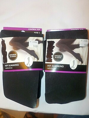 New 2 Pair BLACK OPAQUE HIP SLIMMING TIGHTS SIZE 1 (90-135 POUNDS) | eBay
