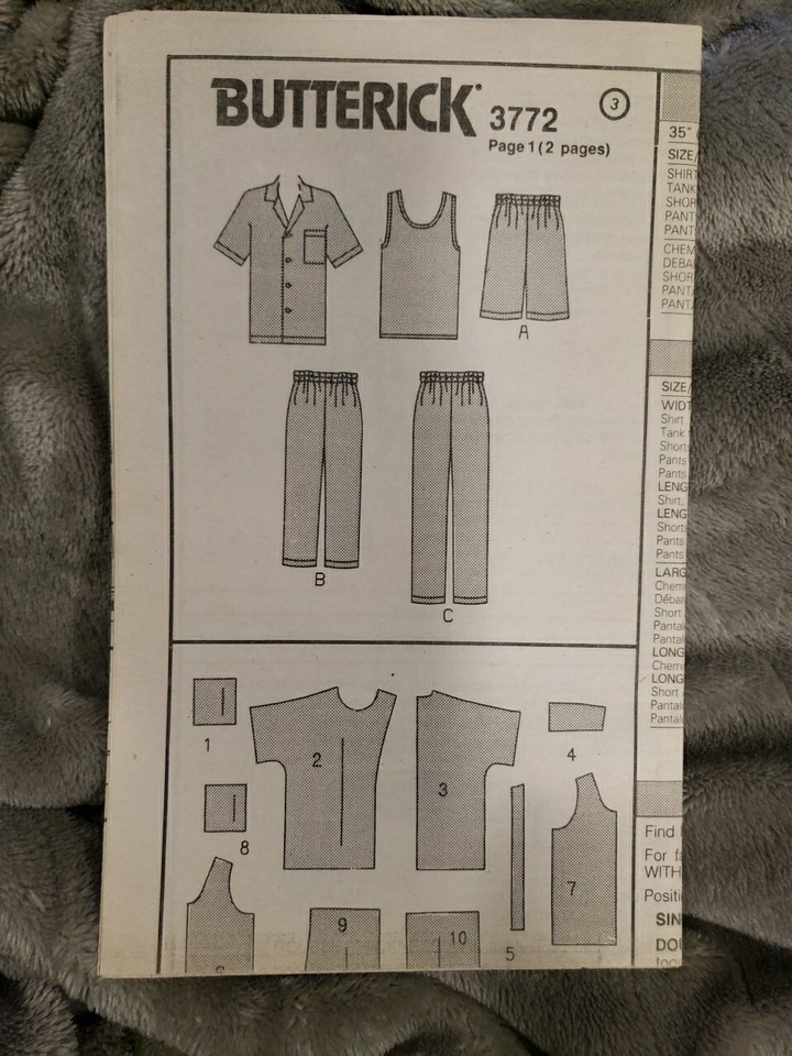 Butterick Girl/Boy Pattern #3772~Loose Fit Shirt/Tank Top/Shorts/Pants ...