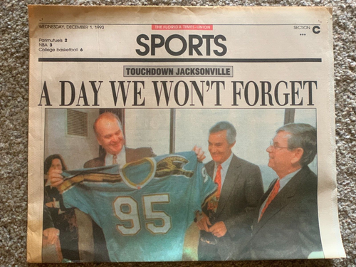 "A Day We Won't Forget" Jacksonville Jaguars FL Times Union Newspaper ...