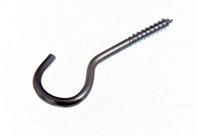 2 X Screw In Hook Fixing Hangers ( No.12 ) 6mm X 80mm BZP Steel ...