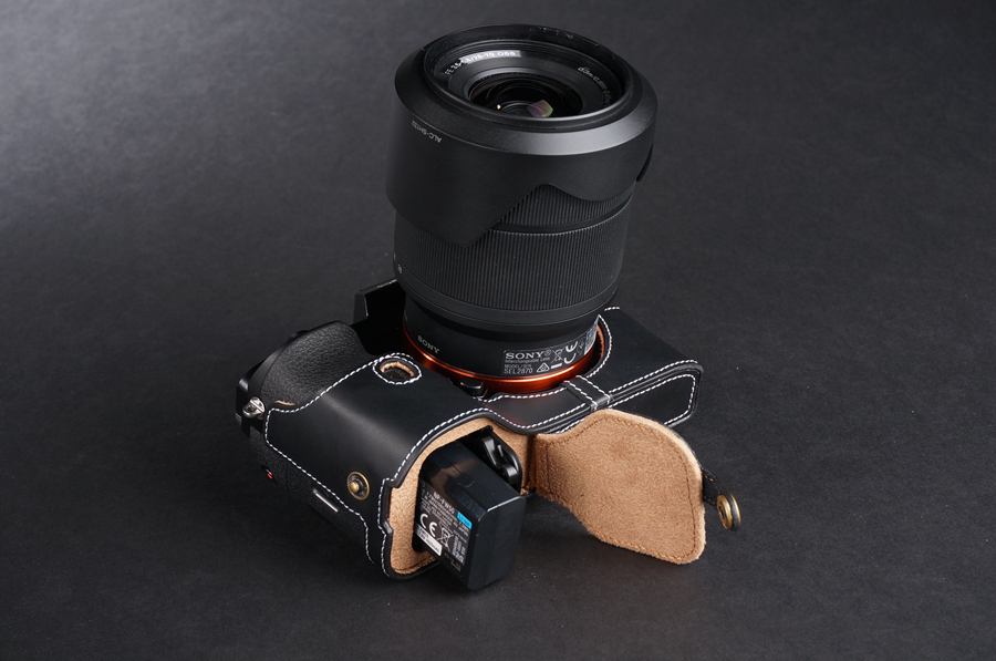 Genuine real Leather Half Camera Case bag cover for Sony A7 A7R A7S ...