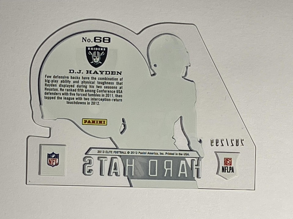 2013 Panini Elite #68 D.J. Hayden Rookie Hard Hats #/299 SN,RC | eBay
