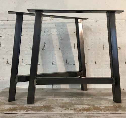 2 Handmade A-Frame Raw Steel Upcycle Large Dining Table Legs Industrial ...