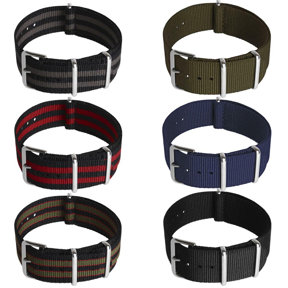 Watch Strap Nylon Men Wrist 18mm 20mm 22mm 24mm Smart Military Pin ...