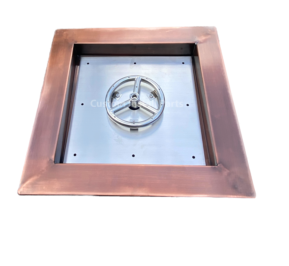 18 Inch Square Copper Fire Pit Bowl Burner Ring Builders Series Propane ...