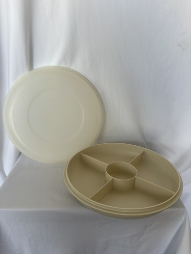 Vtg Tupperware 1708 Divided Veggie & Dip Serving Tray w/ Lid 1709 | eBay