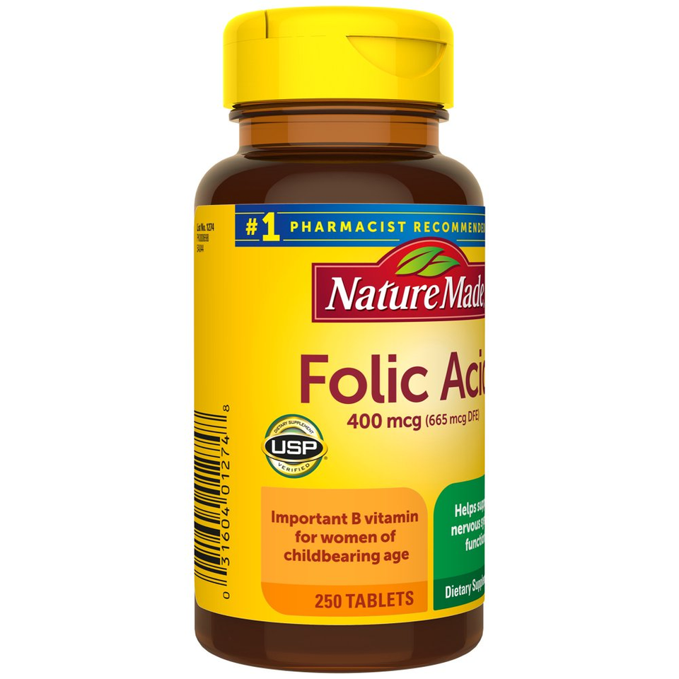 Nature Made Folic Acid 400 mcg 665 mcg DFE Dietary Supplement Tablets ...