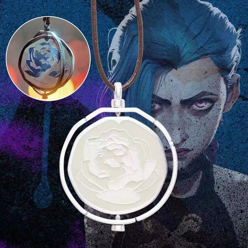 League of Legends Arcane Jinx Blue Rose Necklace Game Accessories ...