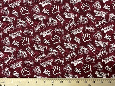 MISSISSIPPI STATE UNIVERSITY BULLDOGS Tone 1/4 Yard (9” x42”) 100% ...