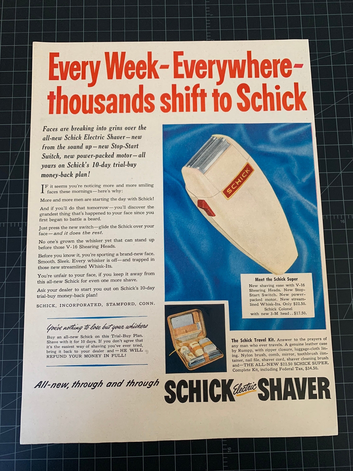 Vintage 1950s Schick Shaver Print Ad | eBay