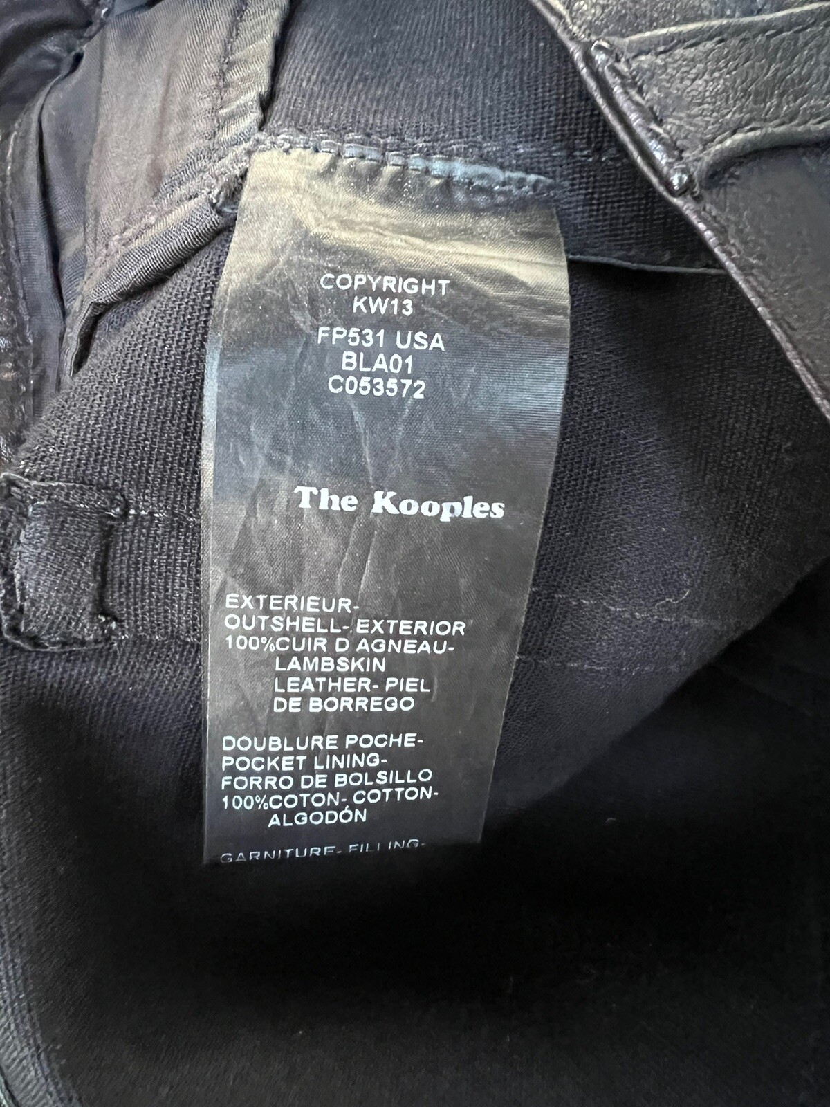 THE KOOPLES Skintight Lambskin Leather Pants Low rise… - Gem