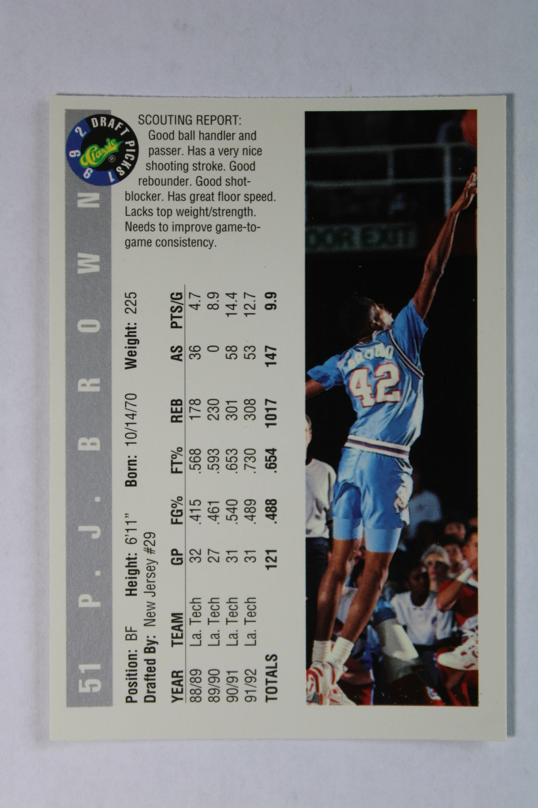 1992 Classic Draft Picks - #51 P.J. Brown (RC) for sale online | eBay