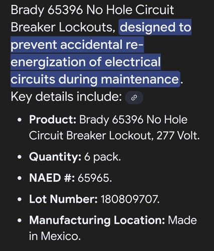 65965 BRADY CORPORATION CIRCUIT BREAKER LOCK-OUT LOT OF 6 PCS No Hole ...