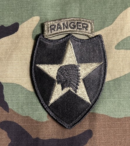 US Army 2nd Infantry Division Patch/Ranger Tab w/ Hook Black/OD Green ...