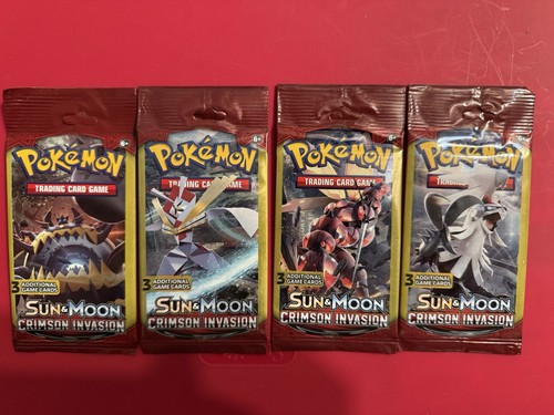 POKEMON Sun & Moon CRIMSON INVASION 3 Card Mini Booster Packs Complete ...