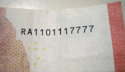 BANCONOTA 10 EURO RARO CODICE SERIALE CON ULTIMI 4 NUMERI UGUALI ...