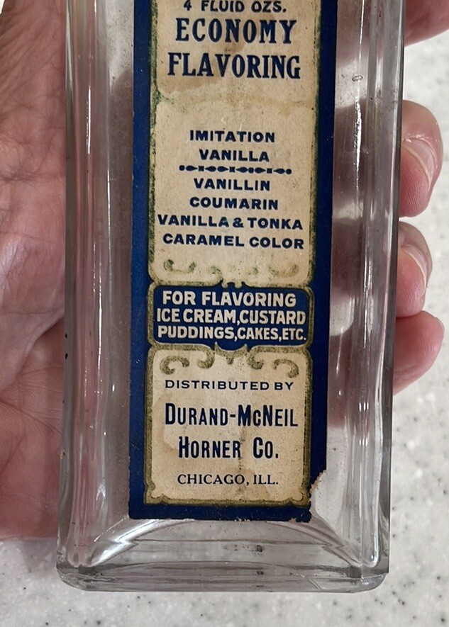 Vtg DURAND-McNEIL HORNER Co~Chicago,IL~Vanilla Flavor Glass Bottle ...