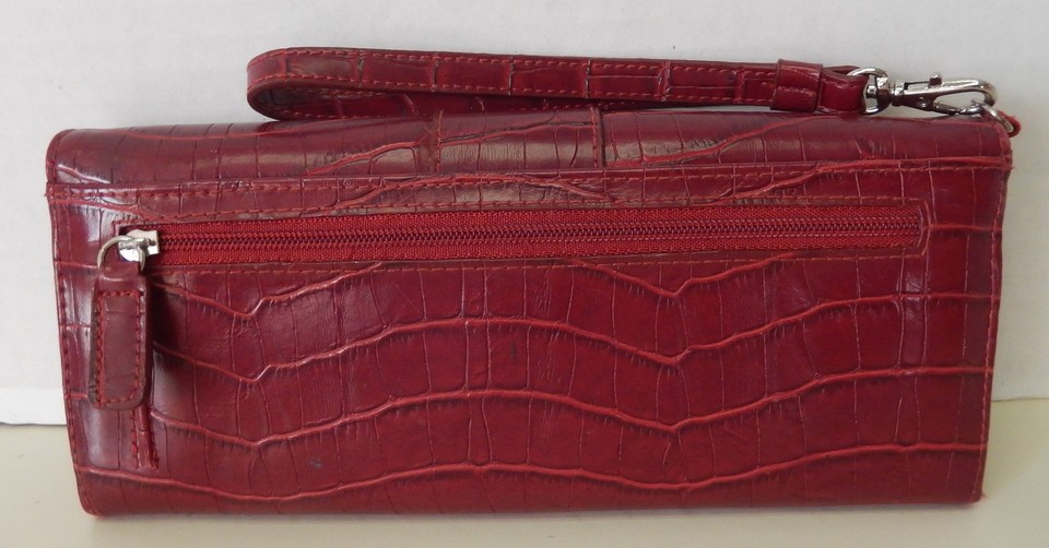 Gorgeous Red Buckle Front Croc Clutch Wristlet Wallet Organizer Handbag ...