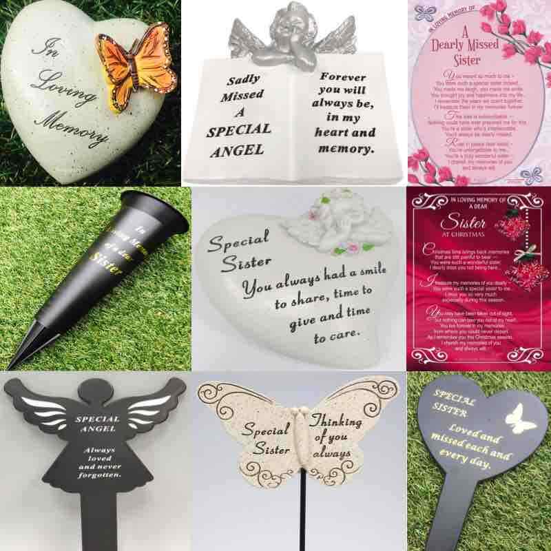 Sister Grave Memorial Plaque Frame Stake Spike Vase Ornament ...
