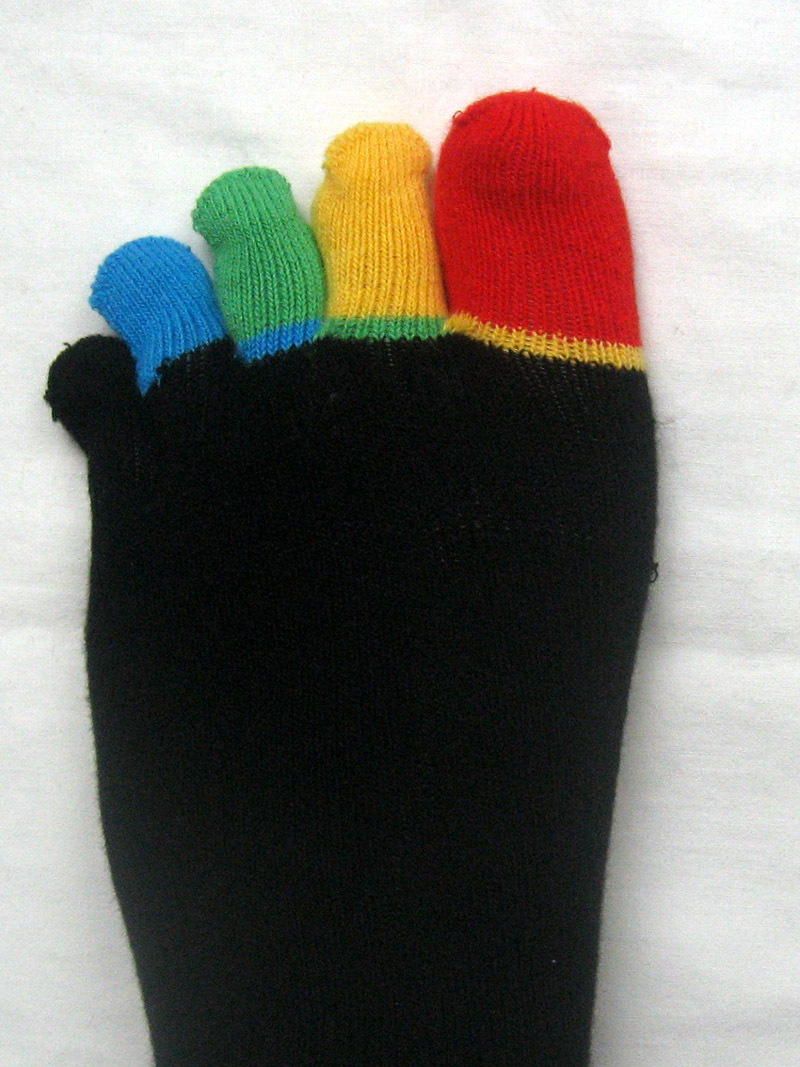2 Pair Men's Toe Socks Hygienic Socks Black with Colorful Toes 36 To 46 ...