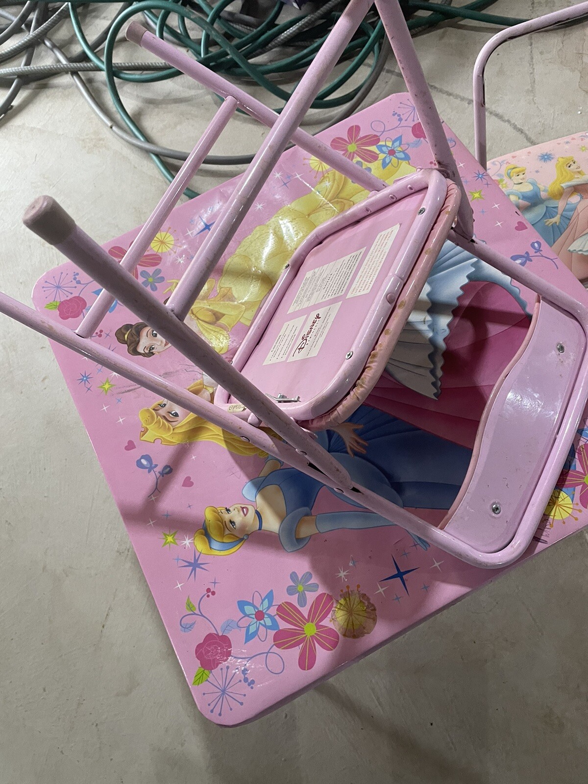 Vintage Princess Activity Folding Table Kids Childs Pink Metal Disney ...