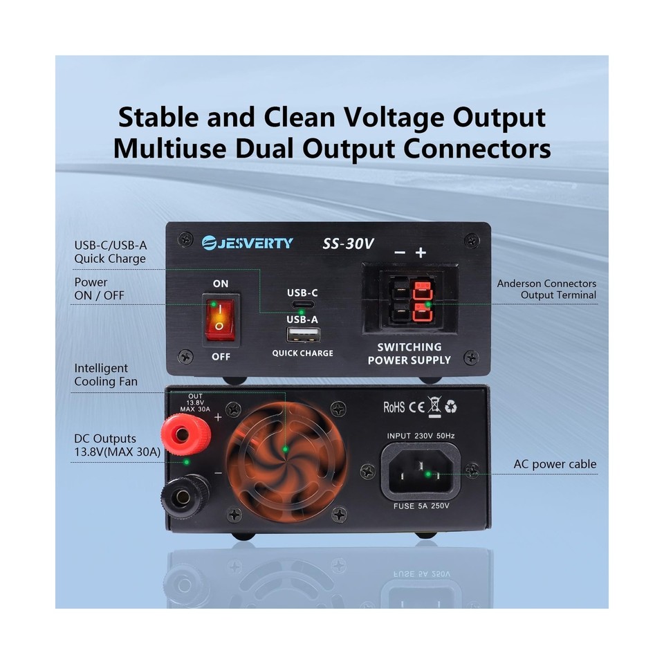 SS-30V 13.8V 30A DC Regulated Universal Compact Bench Power Supply, AC ...