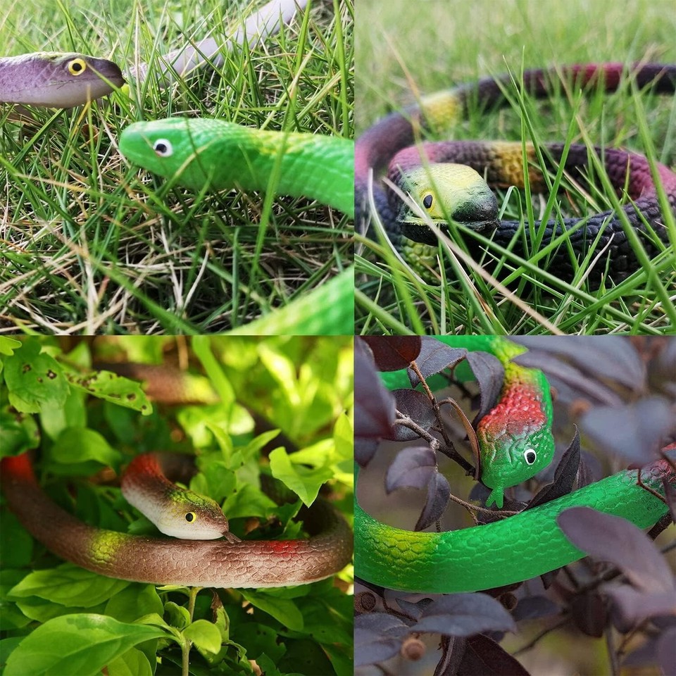 4 Pack Realistic Rubber Snakes 29 Inch Lifelike Toy Real Scary Prank ...