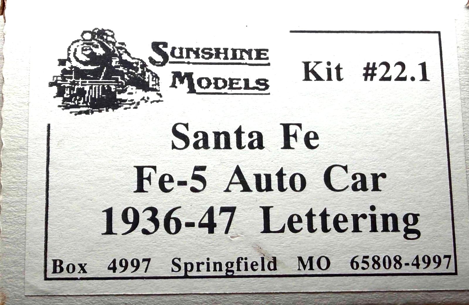 HO SUNSHINE MODELS 22.1 SANTA FE FE-5 AUTOCAR KIT 1936-47 LETTERING | eBay