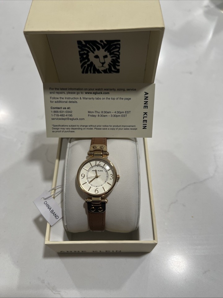 Anne Klein Women's Watch Genuine Leather 10/9442 Gold Tone New In Box ...