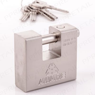 HIGH SECURITY 74mm Shutter Padlock + Keys Hardened Steel Shop/Shed ...