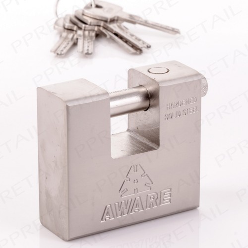 HIGH SECURITY 74mm Shutter Padlock + Keys Hardened Steel Shop/Shed ...