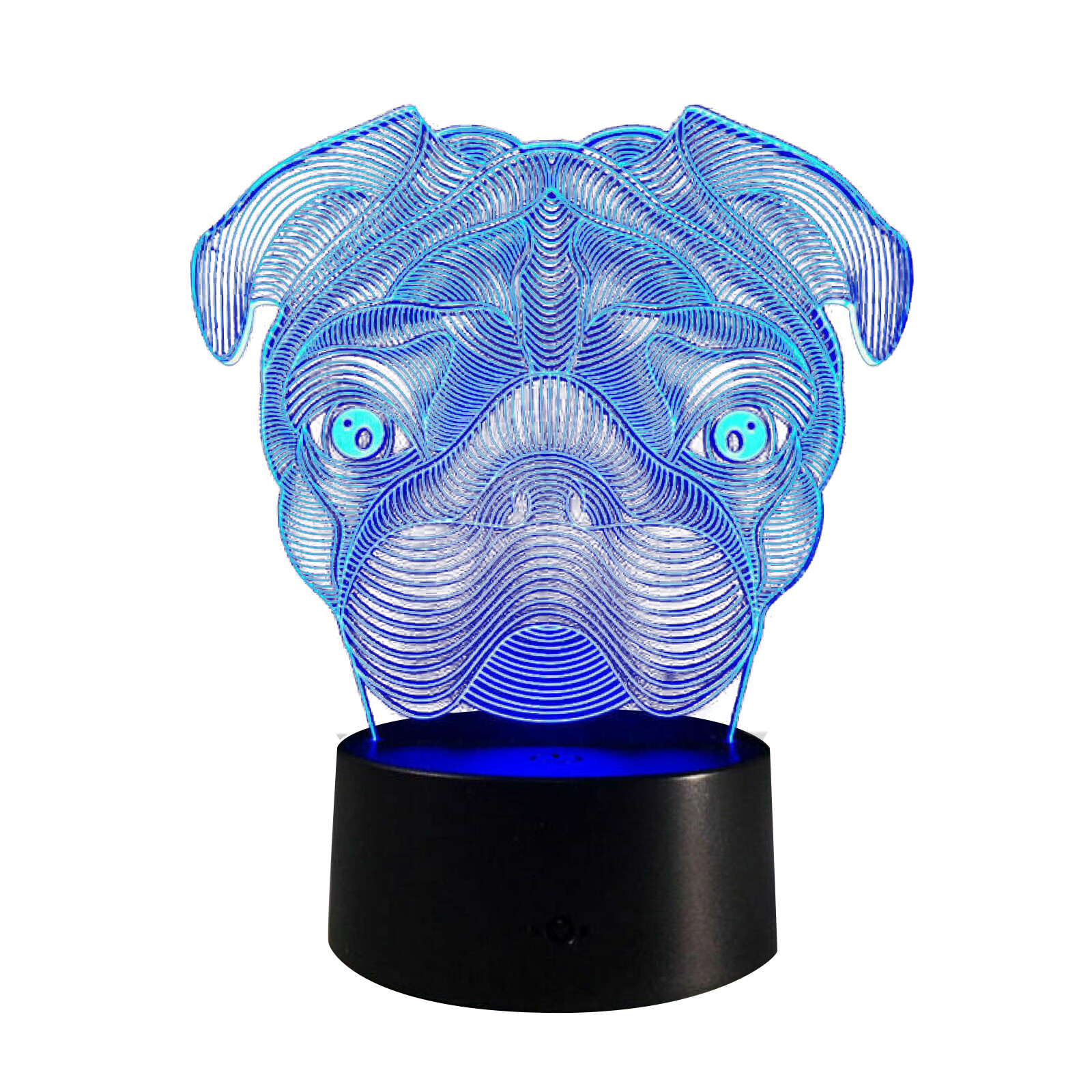 3D Illusion Cute Pug Dog 7Colors Changing LED Night Light Table Desk ...