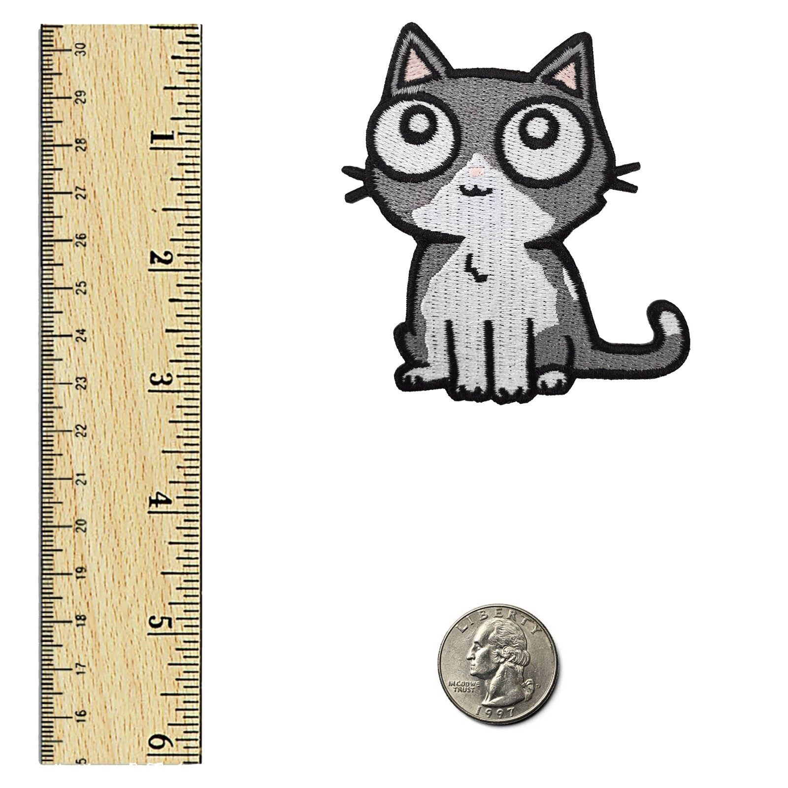 Gray Cat Patch - Hook and Loop Morale Patch | Iron On Patch | Pet Owner ...