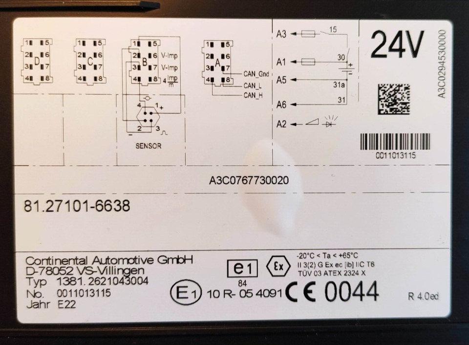 VDO digital Fahrtenschreiber DTCO 4.0 1381 tachograph, MAN tachograf+ ...