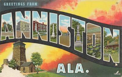 Alabama, AL, Anniston, Greetings From Large Letter Linen Postcard | eBay