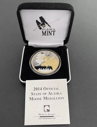 2014 Official State of Alaska Mint - 1 oz .999 Fine Silver - Moose Coin ...