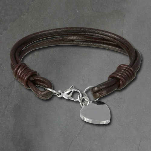 Silberdream Bracelet Hommes Bracelet Cœur Cuir Acier Inoxydable Braun ...