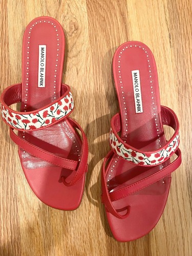 manolo blahnik Susa Flower Print Sandals 40 | eBay