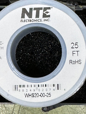 NTE Electronics WHS20-00-25 HOOK UP WIRE 300V SOLID 20 GAUGE BLACK 25 ...